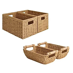 StorageWorks Round Paper Rope Storage Baskets