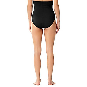 Anne Cole womens Color Blast Solids Super High Waist Shape Control Bikini Bottoms, Black, Small US