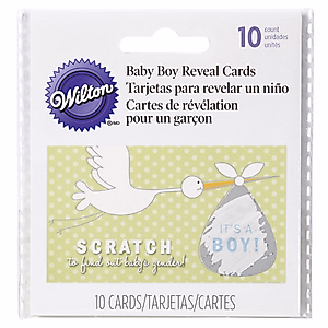 Wilton 1004-1564 Baby Reveal Stork Scratch Off Boy for Wedding Invitation, 10 Count