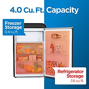 Commercial Cool CCRR4LB 4.0 Cu. Ft Freezer, Vintage Style 1 Slide-Out Glass Shelf and Crisper Cover, Retro Fridge,Black Refrigerator