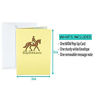WOWPAPERART Horse Jumping Equestrian - 3D Pop Up Greeting Card for All Occasions - Birthday, Love, Congrats, Good Luck, Sports, Retirement, Christmas, Congrats - Gifts for Family, Friends, Lovers