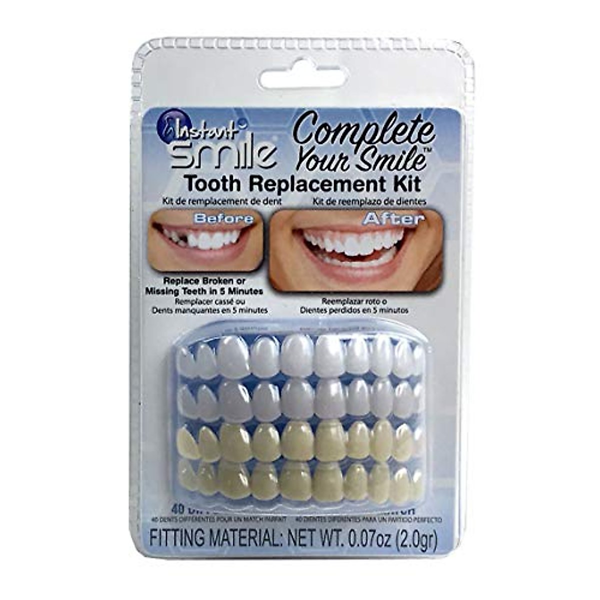 Instant Smile Complete Your Smile Temporary Tooth Replacement Kit - Replace a Missing Tooth in Minutes - Patented