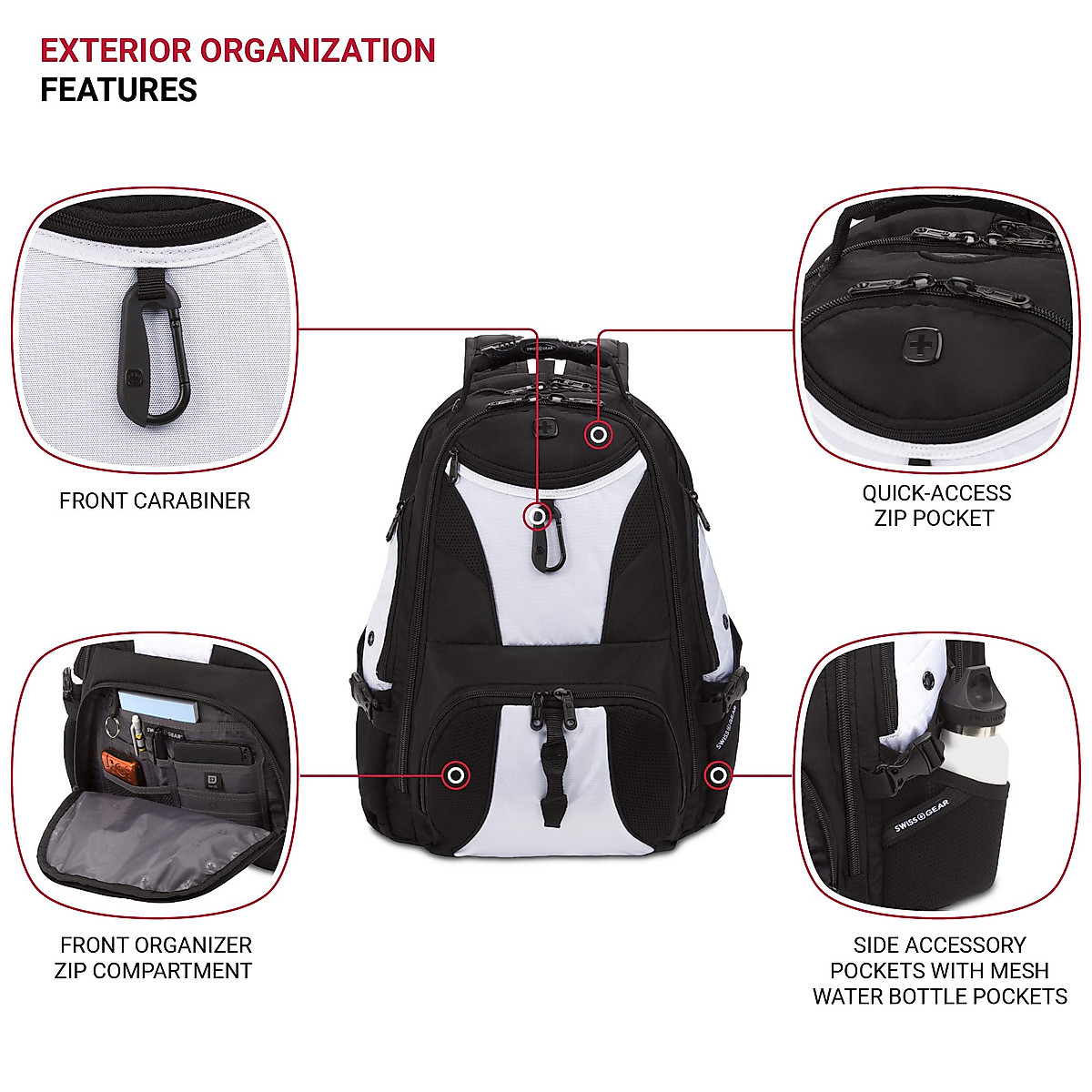 SwissGear 1900 Scansmart TSA 17-Inch Laptop Backpack, White/Black