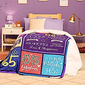 65th Birthday Gifts for Women Blanket,65th Birthday Decorations for Women,65th Birthday Gifts for Men,Gifts for 65 Year Old Woman,1958 Birthday Gifts for Women,Her,Him,Sister Throw Blanket 60"x50"