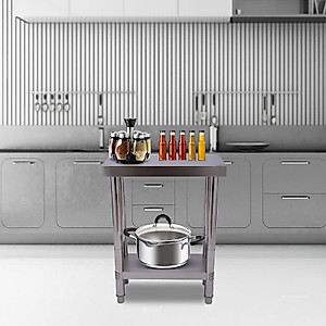 Stainless Steel Table for Prep & Work, Heavy Duty Prep Table with Bottom Shelf Commercial Kitchen Work Table for Kitchen Restaurant Hotel