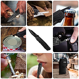 RoverTac Pocket Knife Multi Tool Tactical Knife Multitool Knife with Scissors Bottle and Can Opener Fire Starter Whistle Screwdriver Perfect for Camping Hiking Survival Christmas Gifts for Men Dad