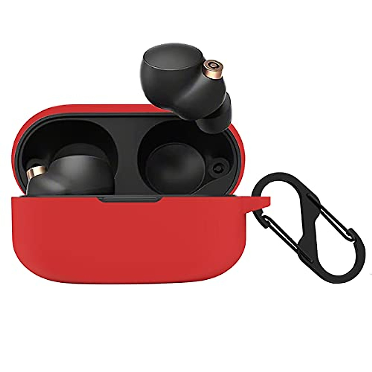 Haotop Case Compatible with Sony WF-1000XM4,Soft Silicone Anti-Lost & Shockproof Protective Case with Keychain (Red)