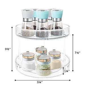 VAEHOLD 2 Tier Lazy Susan Turntable Spice Rack Organizer for Kitchen Cabinet, Farmhouse Tiered Tray Decorative Trays for Fruit, Snacks - Organizer for Cupboard, Pantry, Bathroom, Table
