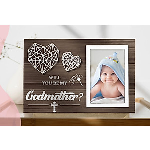 Rivocoda Godmother Proposal Gift, Will You Be My Godmother, Godmother Gifts from Godchild, Picture Frame Gift for Mother's Day or Birthday
