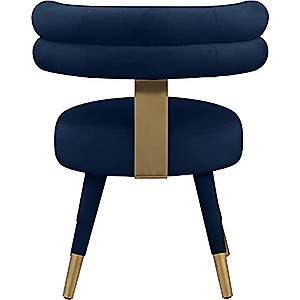 Meridian Furniture Fitzroy Collection Velvet Upholstered Dining Chair with Deep Channel Tufted Back, 24.5" W x 22" D x 29.5" H, Navy