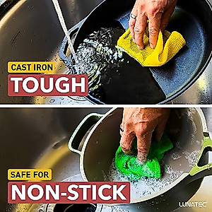 Lunatec Odor-Free Dishcloths. The Perfect Scrubber, Dish Cloth, Sponge and Scouring Pad to Clean Your Dishes, Pots & Pans, and Kitchen Gear. Ideal for Home, RV, Boat Galley and Camp Site. (4-Pack)