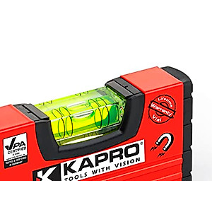 Kapro - 246 Handy Pocket Level - Magnetic - Features VPA Certified & Shock-Resistant Vial - with Rubber End Caps - Pocket-Sized and Compact - Aluminum Box Profile - 4”