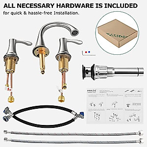 PARLOS Widespread 2 Handles Bathroom Faucet with Metal Pop Up Sink Drain and cUPC Faucet Supply Lines, Brushed Nickel, Demeter 13647