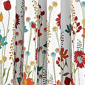 Lush Decor Clarissa Floral Room Darkening Window Curtain Panel Pair, 84" L x 52" W, Turquoise & Tangerine