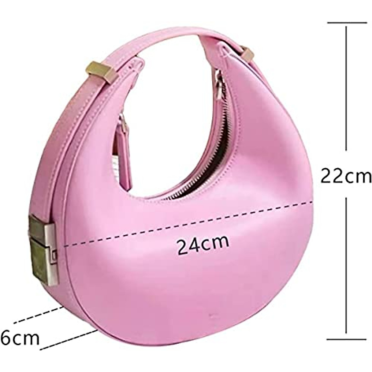 HDHTB Crescent Hobo Bag for Women Y2k Underarm Purse Top Handle Dumpling Handbag with Zipper (pink)