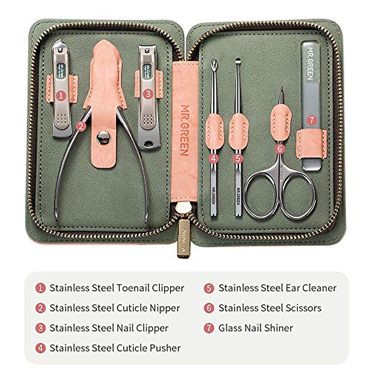 7Pcs Manicure Set, Pedicure Sets, Nail Clipper sets，Stainless Steel Professional Nail Cutter with Travel Case