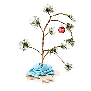 ProductWorks 24" Charlie Brown Christmas Tree with Linus's Blanket Holiday Décor, Classic Ornament
