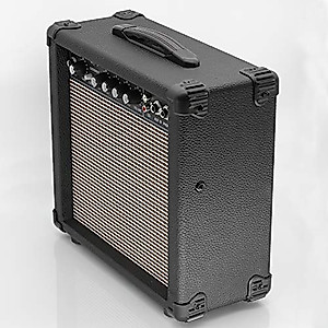 Leo Jaymz 20W Electric Guitar Amplifier - Clean and Distortion Channel - 3 Band Equalization and CD Line Input - Recording Studio, Practice Room, Small Courtyard (6.5" Black)