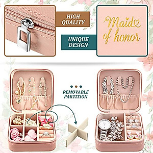 Hotop 8 Pcs Bridesmaid Proposal Box Wedding Gifts Portable Jewelry Mini Travel Jewellery Organizer for Rings Earrings Necklaces, Bachelorette Party Favors (Hotop-JES97)