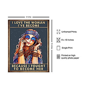 Inspirational Motivational Poster Wall Art & Decor - 8x10 Boho Wall Decor - Hippie Room Decor - Positive Quotes Sayings - Encouragement Gifts for Women - Bohemian Girls Bedroom Living Room Home Office