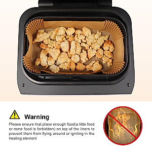 Aieve Air Fryer Liners Disposable, 100Pcs Non-Stick Parchment Paper Sheets Accessories for Ninja Air Fryer XL