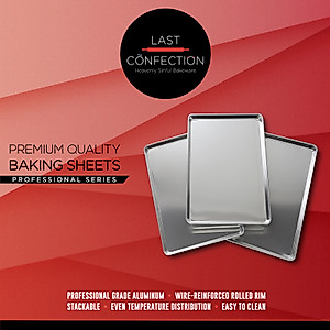 Last Confection 6 Cookie Baking Sheets 15" x 21" - Rimmed Aluminum Jelly Roll Trays - Three-Quarter Sheet Pans