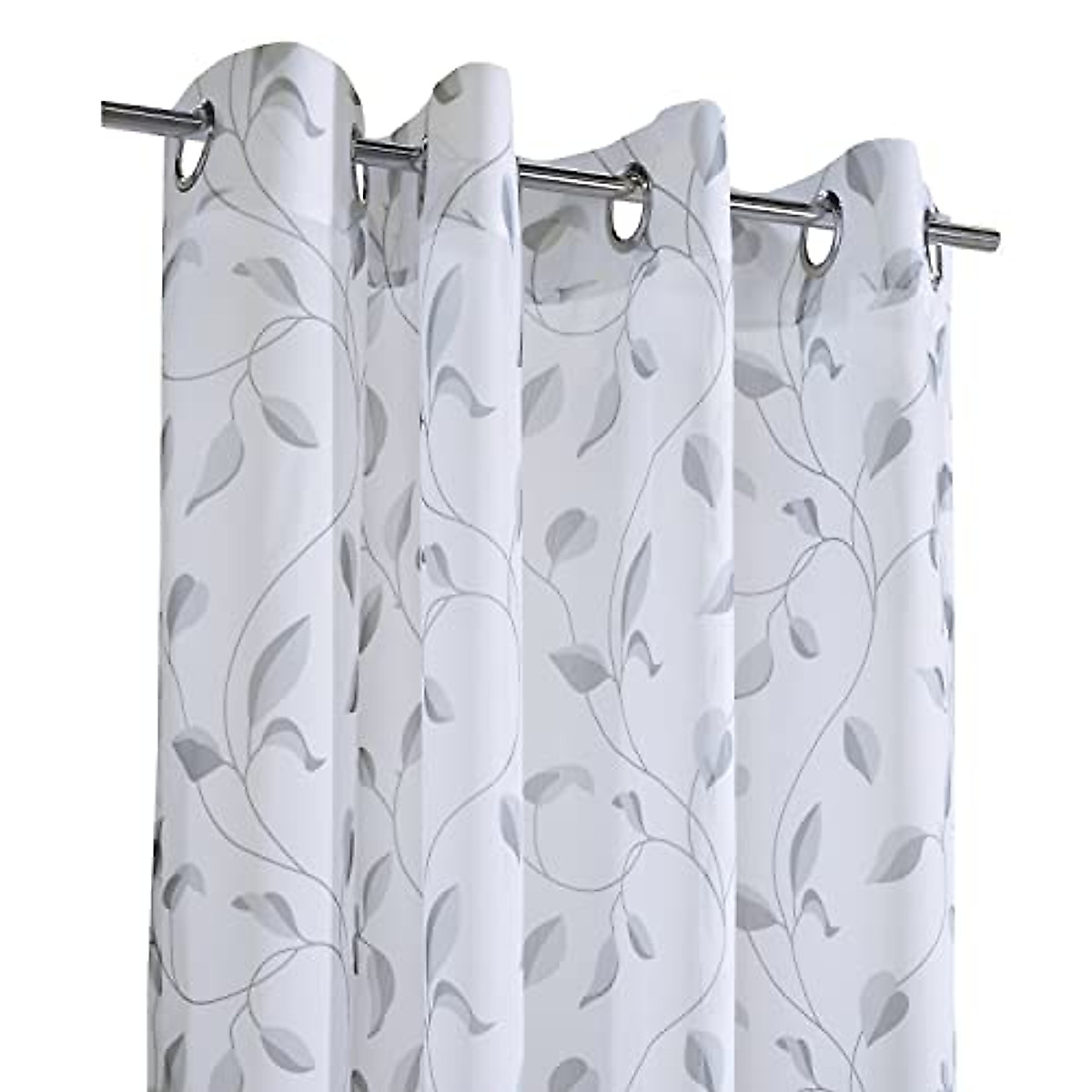 LOFT LIVING Tandem Leaf Indoor/Outdoor Grommet Curtain Panel 54" x 84" in Grey