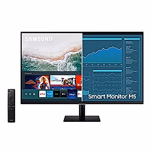 SAMSUNG M5 Series 32-Inch FHD 1080p Smart Monitor & Streaming TV (Tuner-Free), Netflix, HBO, Prime Video, & More, Apple Airplay, Bluetooth, Built-in Speakers, Remote Included (LS32AM500NNXZA)
