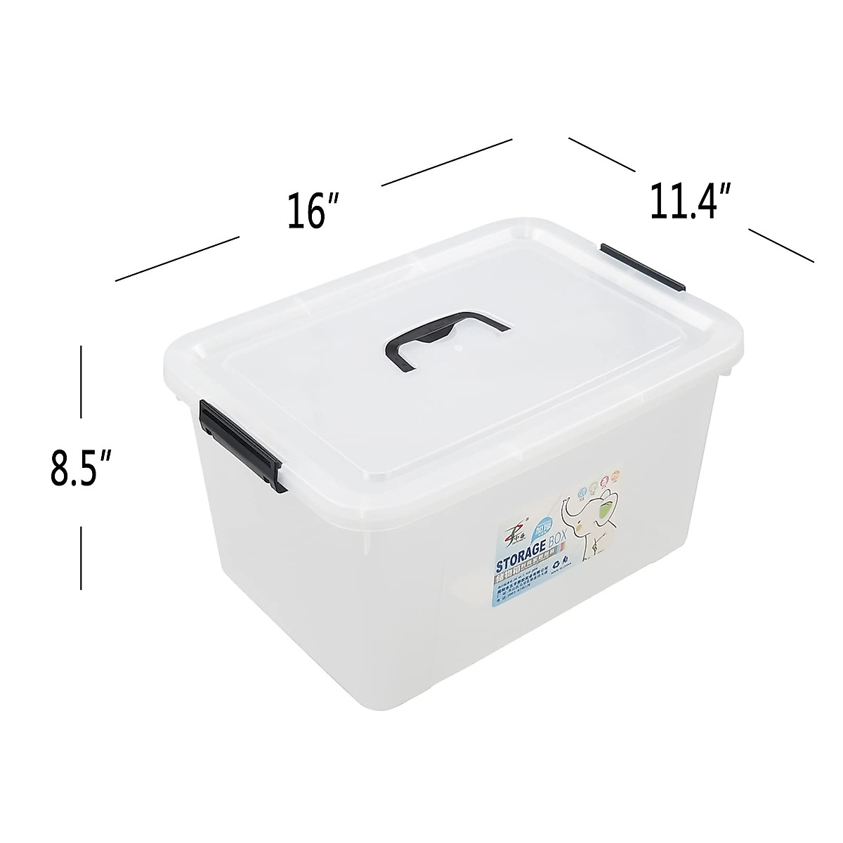 Fiazony 17.5 Quart Clear Storage Box, Plastic Storage Bins with Lids, 4-Pack
