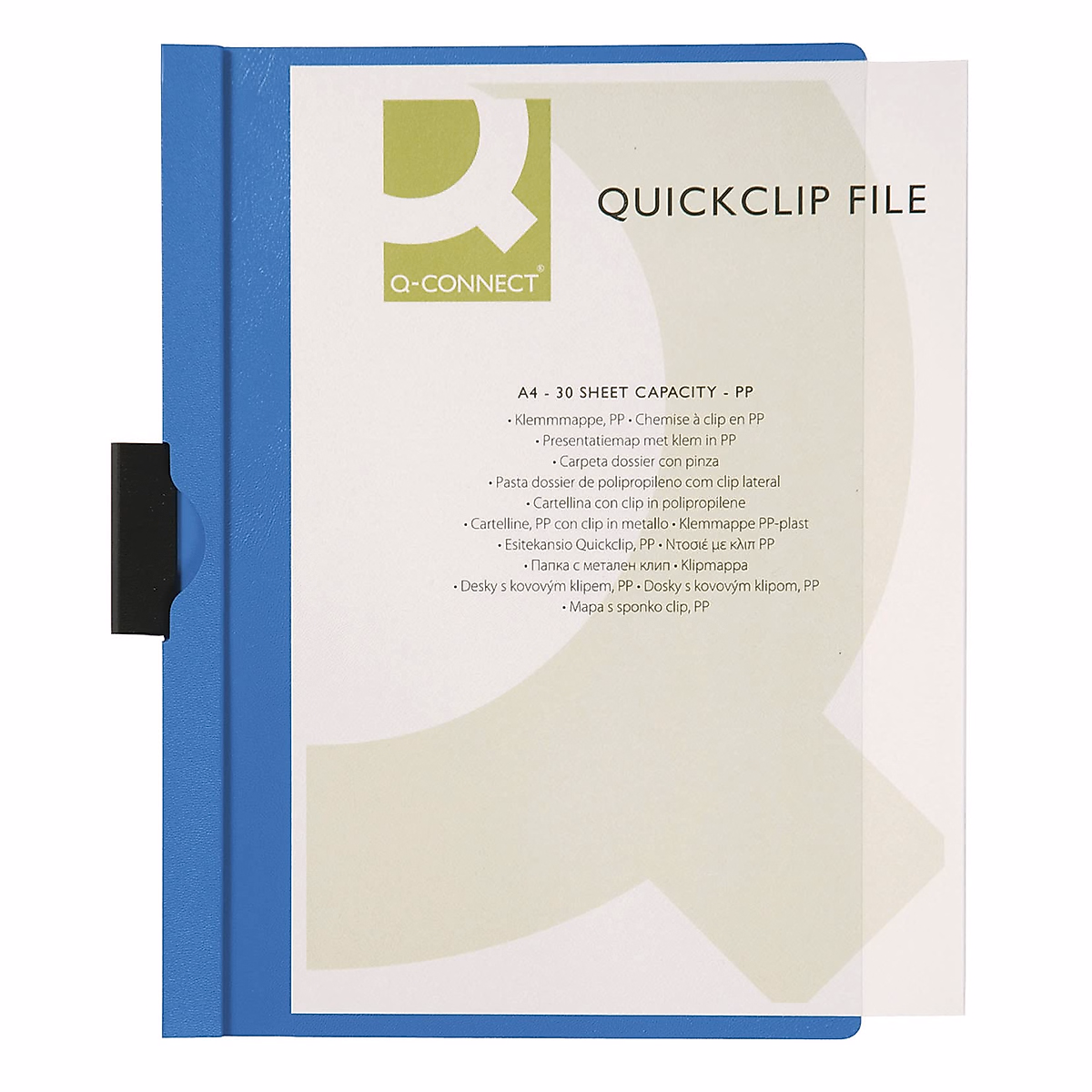 Q-Connect KF00462 Assorted Folders Clip File A4 Transparent Blue