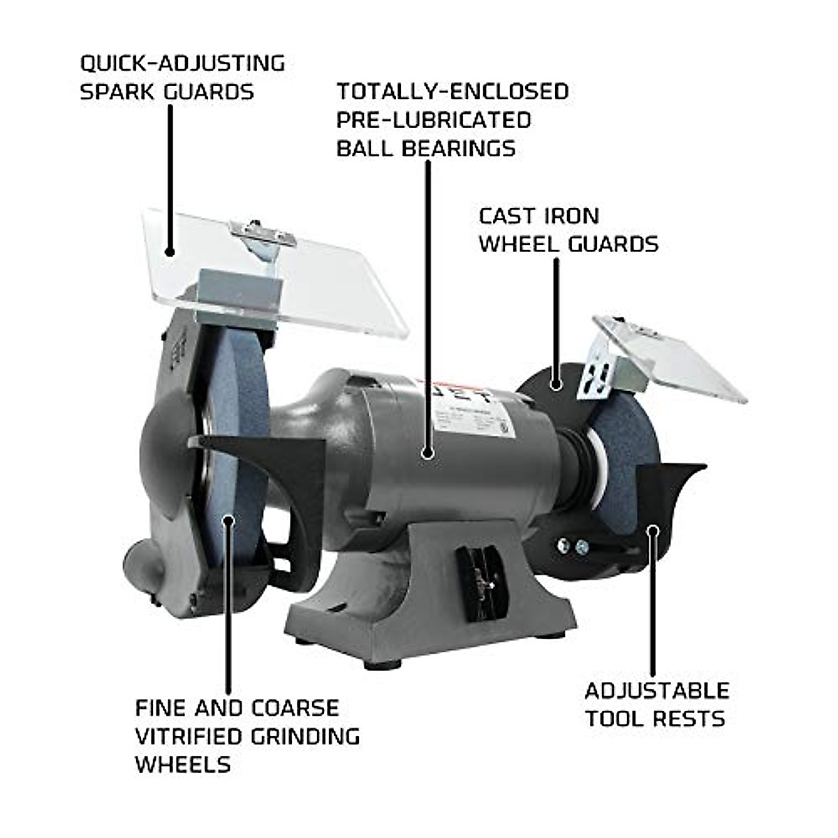 JET 10-Inch Bench Grinder, 1725 RPM, 115V (JBG-10A)