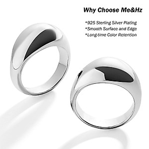 Me&Hz Chunky Dome Rings 925 Sterling Silver Plated Minimalist Statement Rings for Women Men Stackable Thick Band Rings for Thumb Mid Pointer Finger Size 7