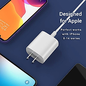 iPhone Fast Charger, 20W USB C Power Adapter [MFi Certified] Apple Block Fast Wall Plug with 6ft USB C to Lightning Cable Compatible for iPhone 14 Plus/13Pro Max/12/12 Pro/11/11Pro/XS/Max/XR/X/SE/8P