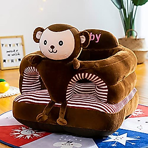 Baby Support Seat, Cute Baby Sofa Chair for Sitting Up, Comfy Plush Infant Seats (Monkey,W17.5" x H17.5")