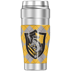 THERMOS Harry Potter Hufflepuff Plaid Sigil, STAINLESS KING Stainless Steel Travel Tumbler, Vacuum insulated & Double Wall, 16oz