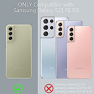 Samsung Galaxy S21 FE Case, Fingic Galaxy S21 FE Holster Case Combo Shell Slim Rugged Case with Kickstand Swivel Belt Clip Holster Shockproof Cover for Samsung Galaxy S21 FE 5G 2022, Black