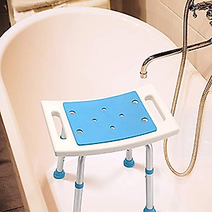 Health Line Massage Products Shower Stool 350lbs Bath Seat Chair, Tool-Free Assembly Height Adjustable Bath Bench with Padded Seat for Seniors, Elderly, Disabled, Handicap and Injured