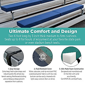 North American Mattress 8' Outdoor Picnic Bench Seat Cushion - 2 Piece Set; 96" (8ft) x 10" x 3"; Gray - Folding & Easy to Carry