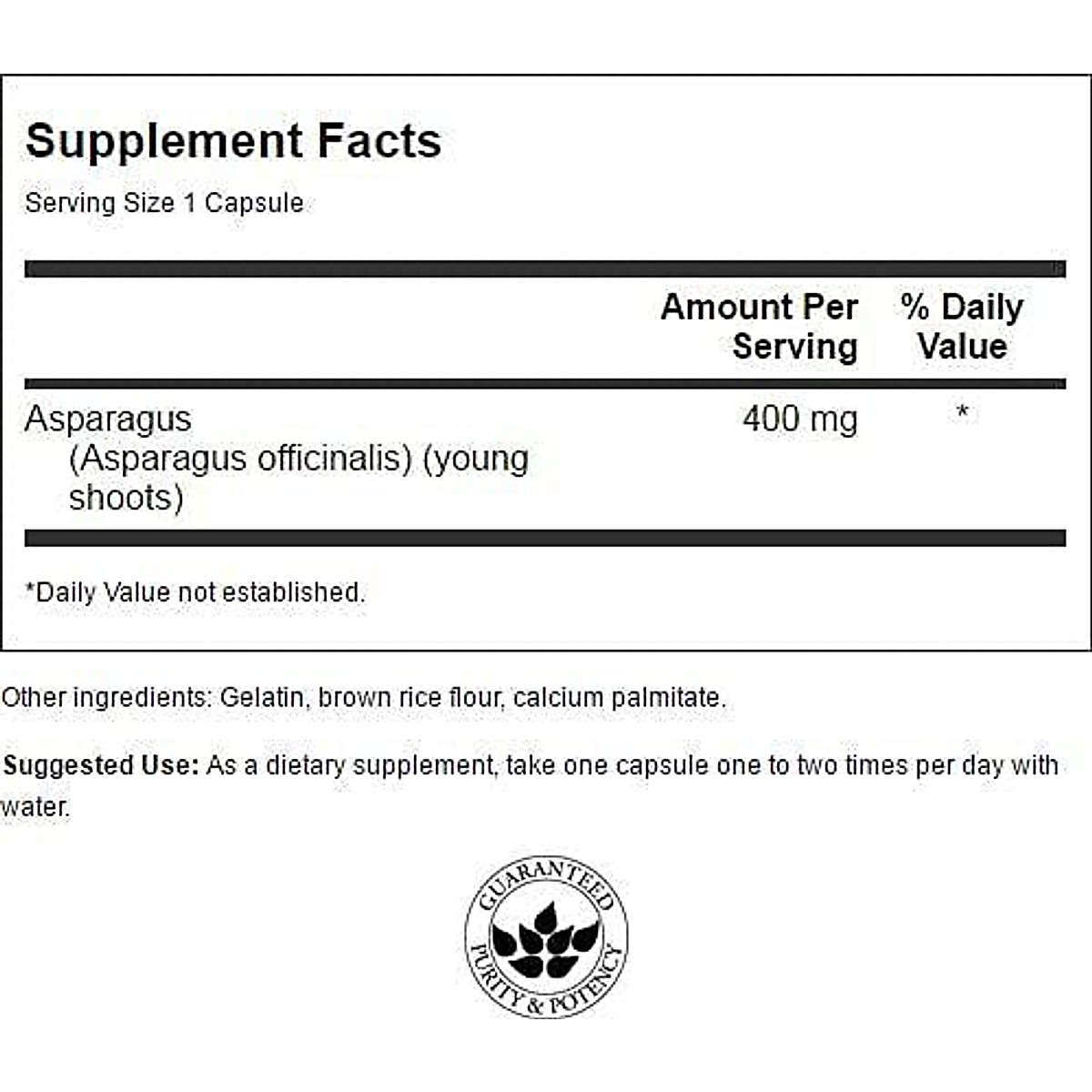 Swanson Full Spectrum Asparagus Young Shoots 400 mg 60 Caps 2 Pack