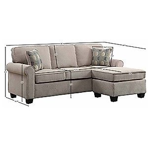 Homelegance Clumber 82" Reversible Sectional with Accent Pillows, Beige