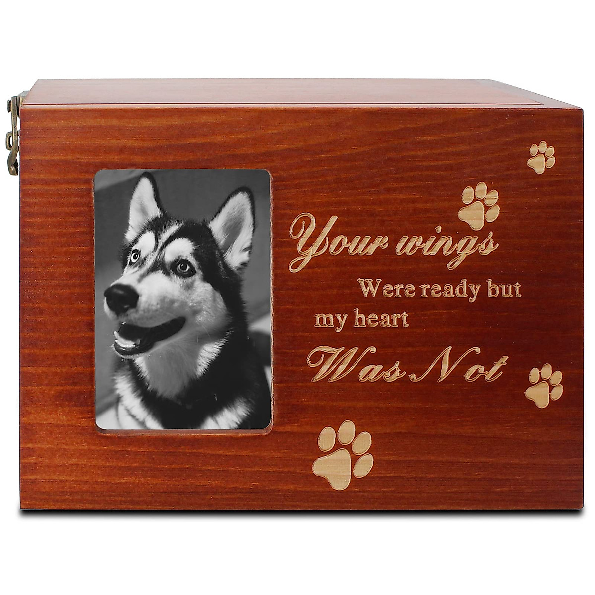 Pet Urns for Dog or Cat Ashes, Pet Cremation Urns with Photo Frame, Pet Memorial Keepsake Cat or Dog Memory Box with Black Flannel as Lining, Loss Pet Sympathy Remembrance Gift(Wooden)