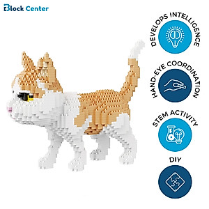 3D Mini Blocks Calico Cat [Upgraded Model], 3D Toy Pet Building Block Set, MiniBlocks and Micro Building Blocks Kit for Kids, Teens, and Adults 1300 pcs (Tabby)