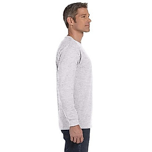 Hanes TAGLESS Long-Sleeve T-Shirt,Ash,Large