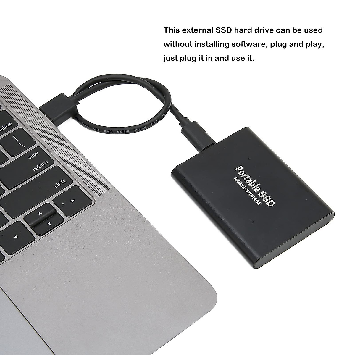 ASHATA Portable External SSD, USB3.1 Mobile Solid State Drive Compatible with Win7 Win8 Win10 Linux for iOS PC Computer Laptop USB 3.1 USB C External Solid State Drive with Type C Cable (Black 16GB)