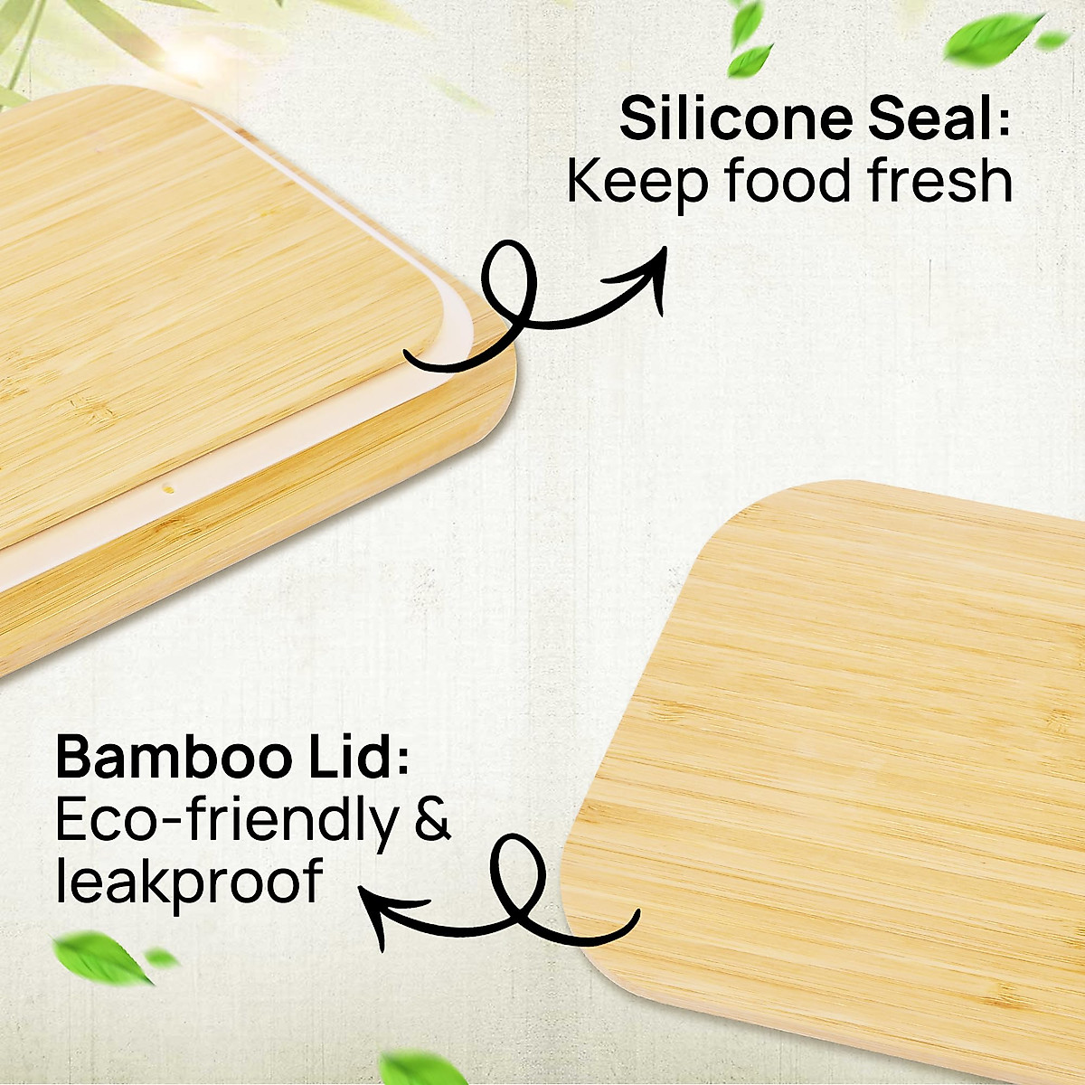 Vtopmart Glass Food Storage Containers with Bamboo Lids, 4 Pack Meal Prep Glass Containers Bento Lunch Box, Safe for Microwave, Oven, Freezer and Dishwasher, BPA Free