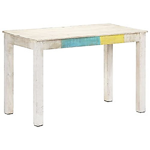 AJSEOYBS Dining Table,Dining Room Table,Spacious Desktop, Kitchen Table, Ideal for Living Room, Dining Room and Restaurant,Dining Table White 47.2"x23.6"x29.9" Solid Mango Wood
