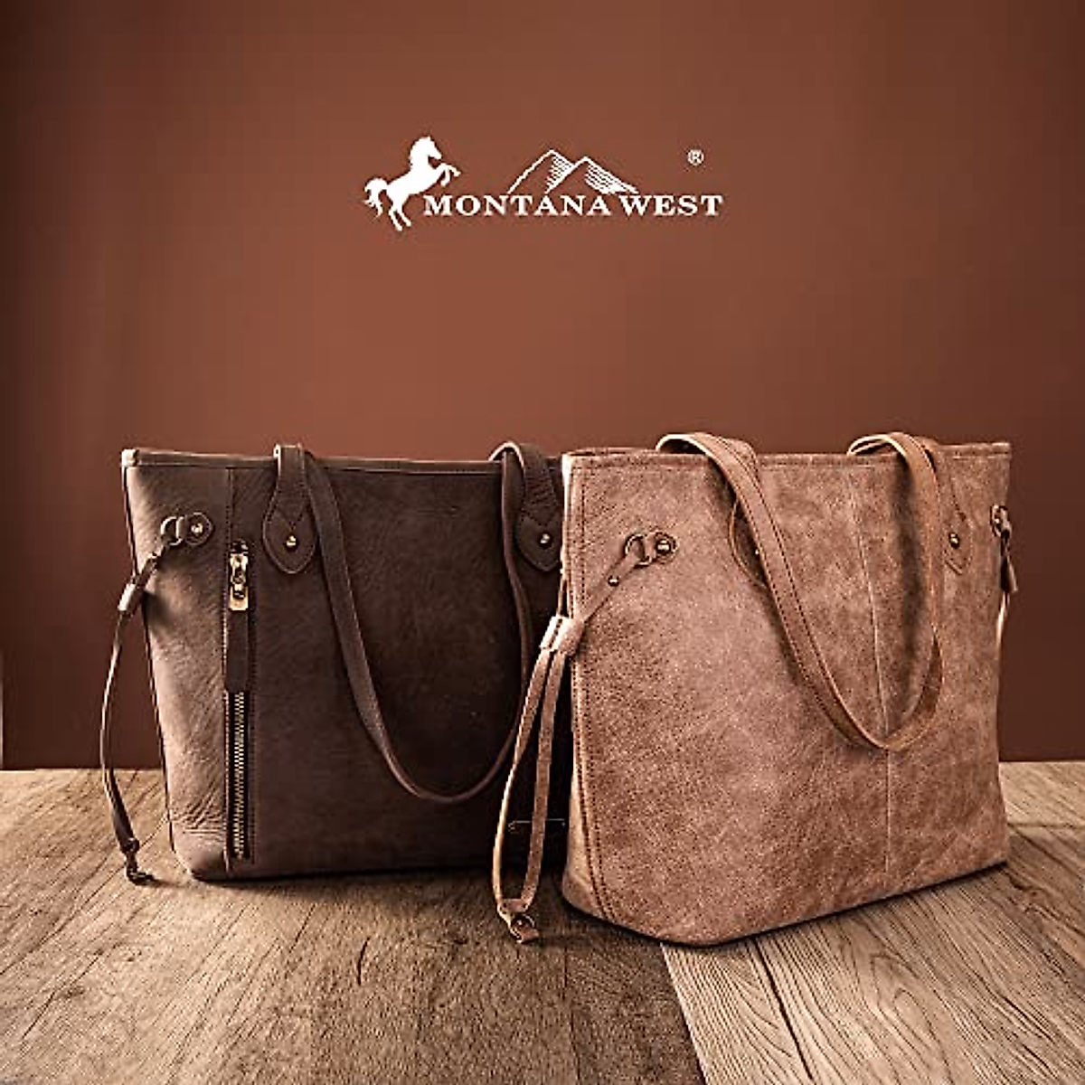 Montana West Tote Bag Concealed Carry Purses for Women Large Shoulder Handbags with Holster Coffee MWL-G002CF
