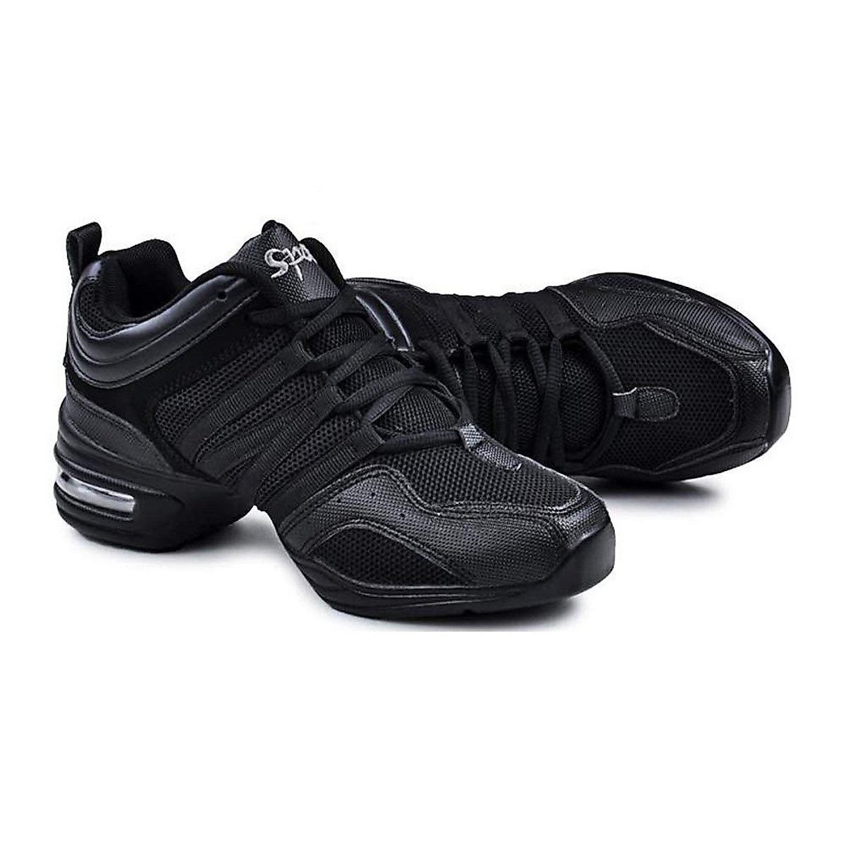 RUYBOZRY Women's Dance Sneakers Mesh Walking Shoes for Zumba Jazz Work Out Fitness Sports Modern Dance Shoes,729-Black-3.5,US 8.5