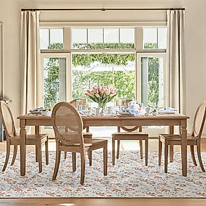 Artoid Mode Orange Pumpkins Maple Leaves Fall Area Rug, Autumn Thanksgiving Home Decor Low-Profile Washable Area Rugs for Entryway Bedroom Living Room Laundry Room Indoor 5x7 Feet