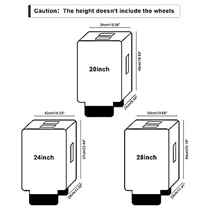 Feybaul 20/24/28 inch Set PVC Luggage Protector Covers,Clear Suitcase Cover Protector,20 Inch Transparent Luggage Protective Cover Case for Wheeled Suitcase